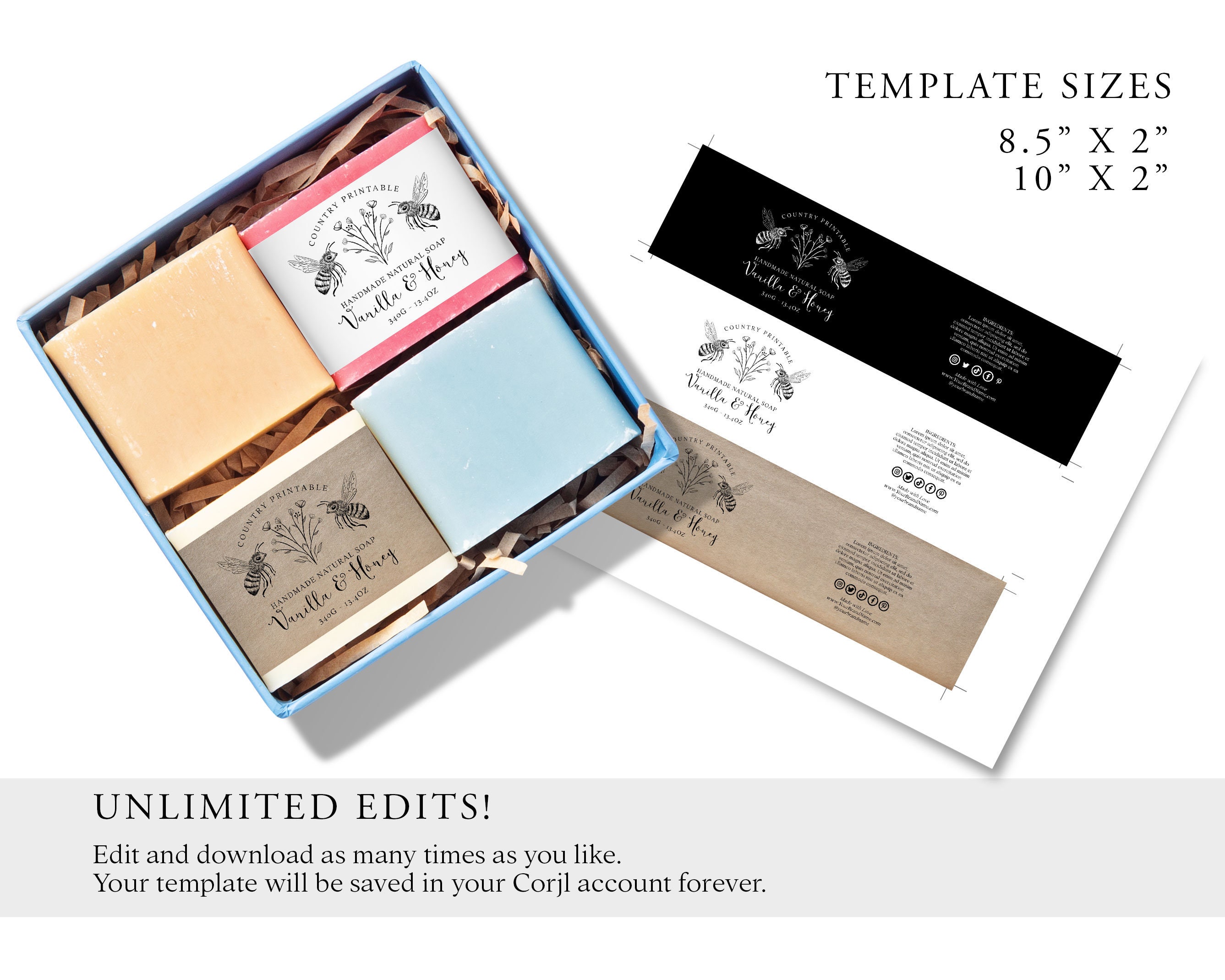 Vintage Editable Soap Label, Custom Product, DIY Soap Label, Homemade ...