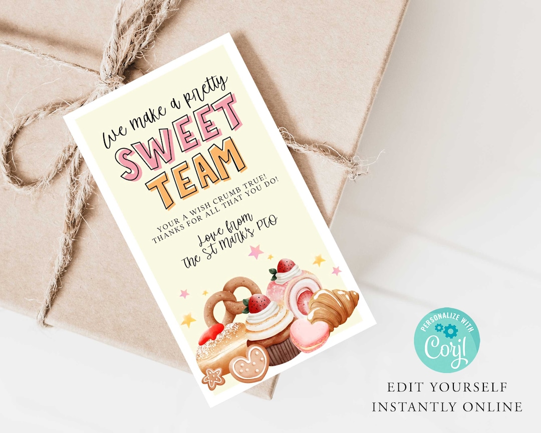 SWEETS Appreciation Gift Tag, Teacher, Friends, Mothers Day, Valentine ...