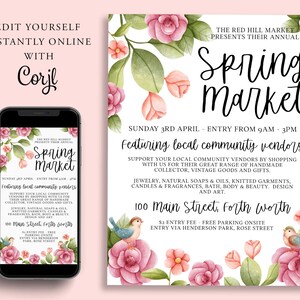 Editable SPRING MARKET Flyer Template, DIY Market Sale, Community Fair ...
