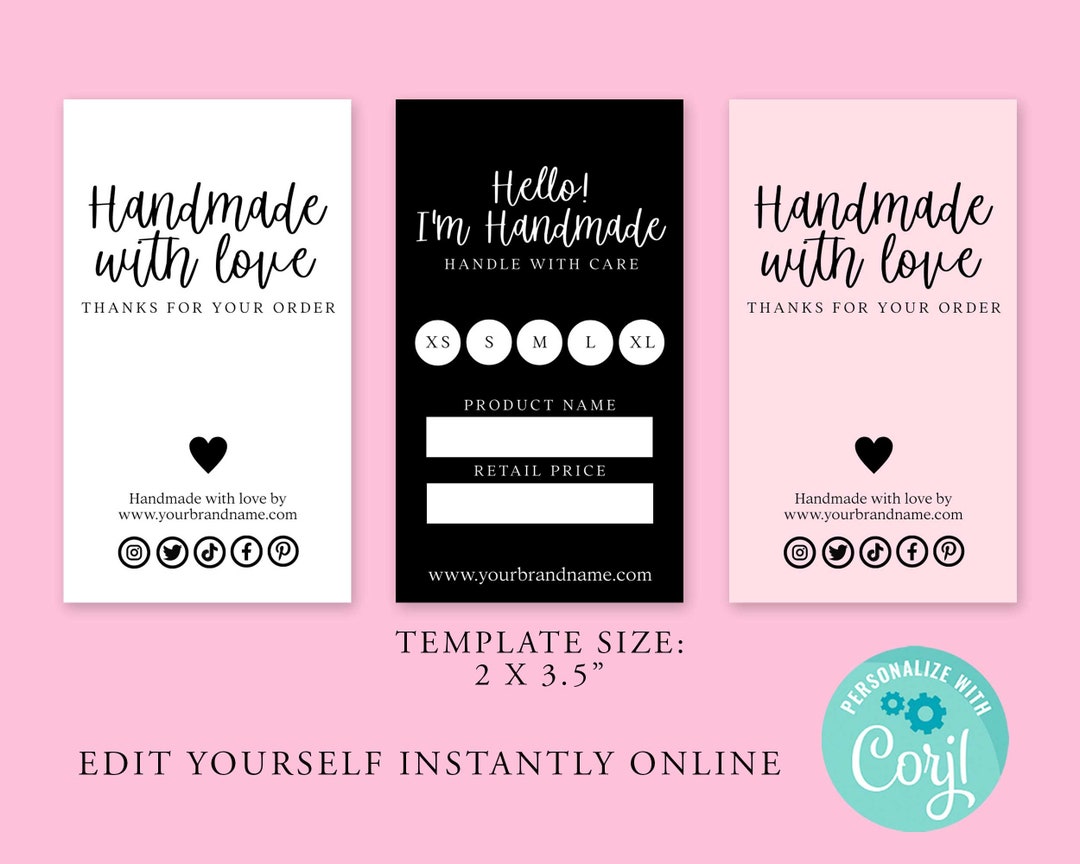 Custom HANG Tag Editable Template, Product HANG Tag, Swing Tag ...