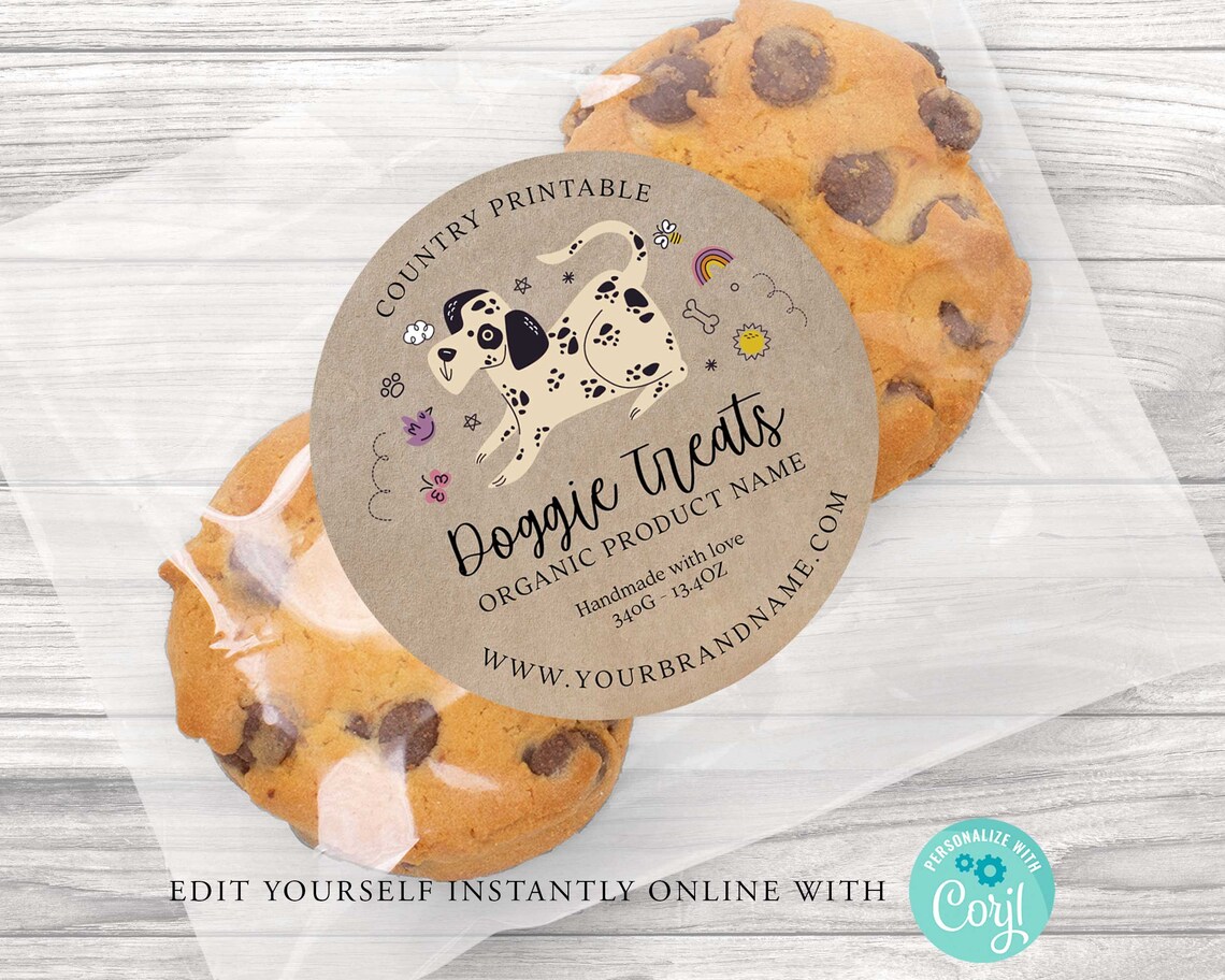 ROUND Pet Food Editable Product Sticker, Treats Chews Product Label, 3 ...