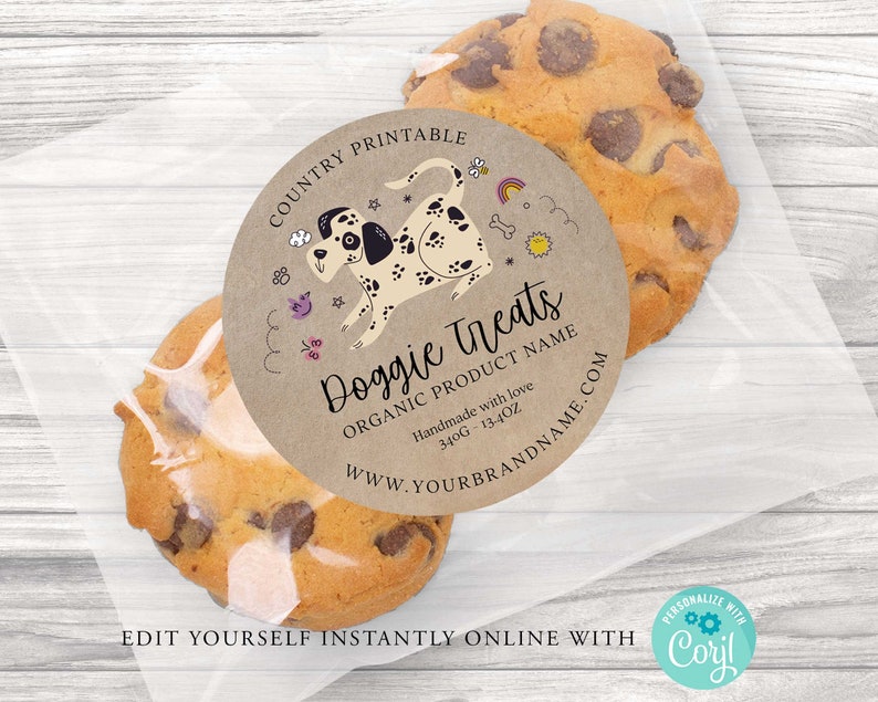 ROUND Pet Food Editable Product Sticker, Treats Chews Product Label, 3 ...