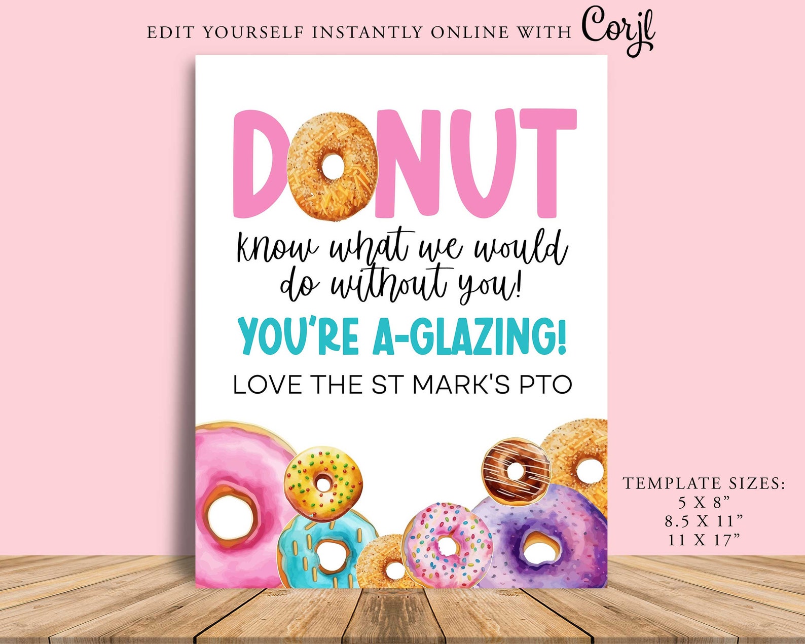 DONUT Appreciation Sign, Teacher Staff Nurse Volunteer Appreciation ...