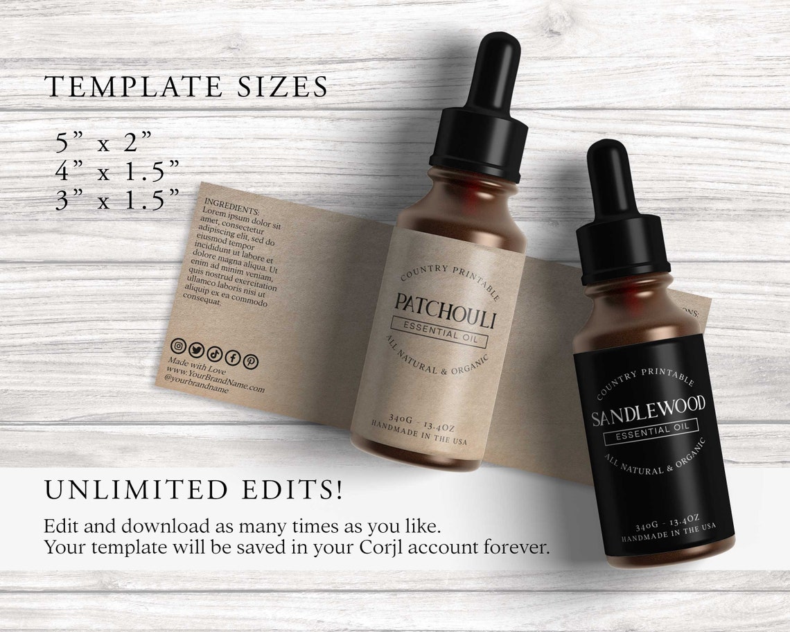 ORGANIC Dropper Bottle Label, MODERN Custom Product Label, Diy ...