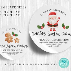 Editable CHRISTMAS Round Labels, Round Kraft Label, Baking Label ...