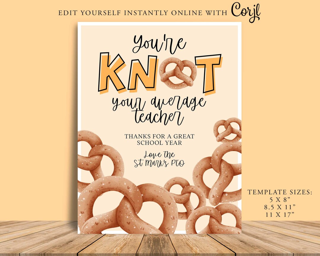 PRETZEL Appreciation Sign, Teacher Staff Nurse Volunteer Appreciation ...