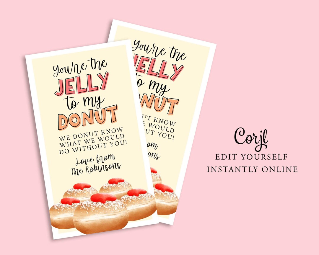 JELLY DONUT Appreciation Gift Tag, Teacher, Friends, Mothers Day ...
