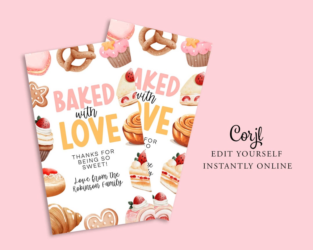 BAKED With Love Appreciation Gift Tag, Teacher, Friends, Mothers Day ...