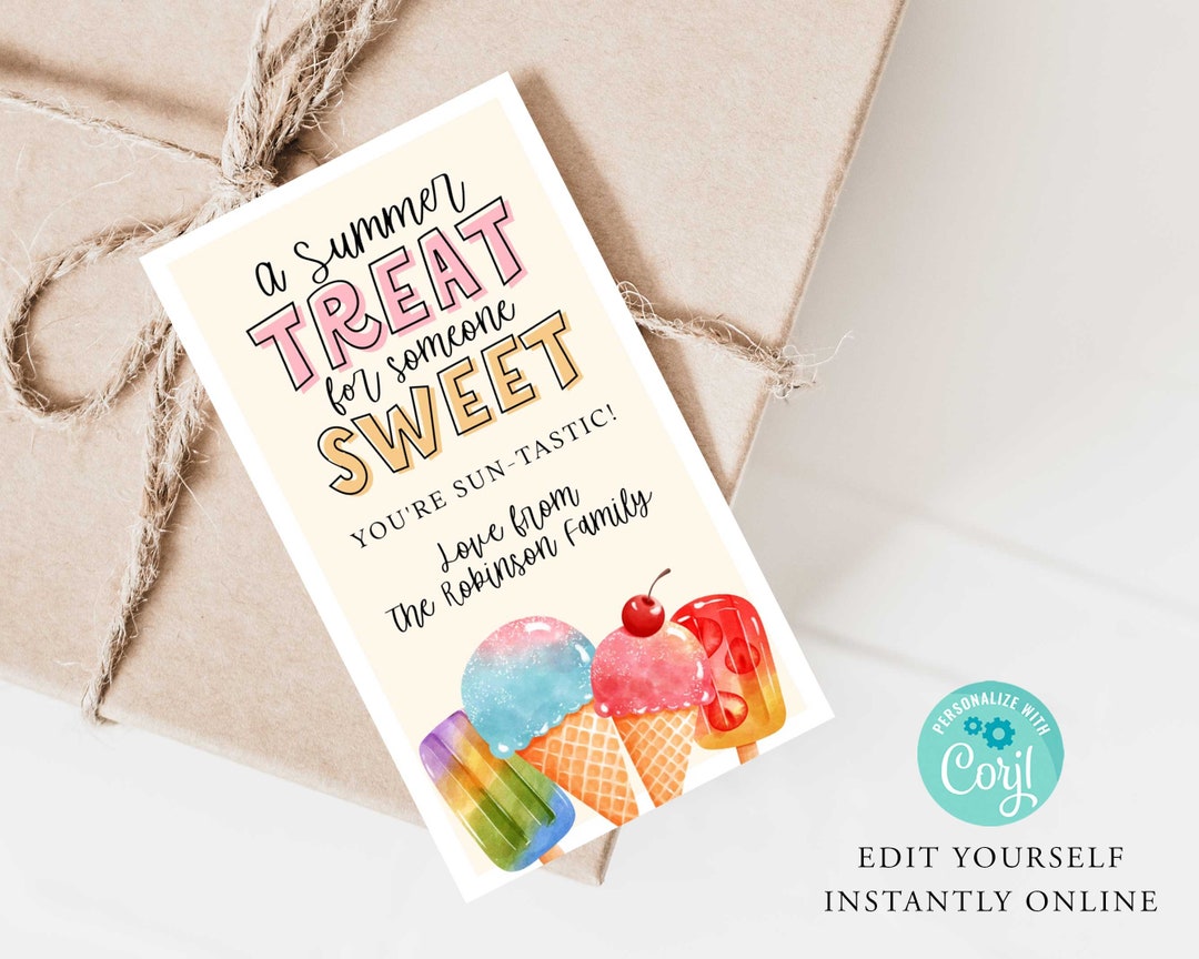 SUMMER Treat Appreciation Gift Tag, Teacher, Friends, Mothers Day ...