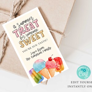 SUMMER Treat Appreciation Gift Tag, Teacher, Friends, Mothers Day ...