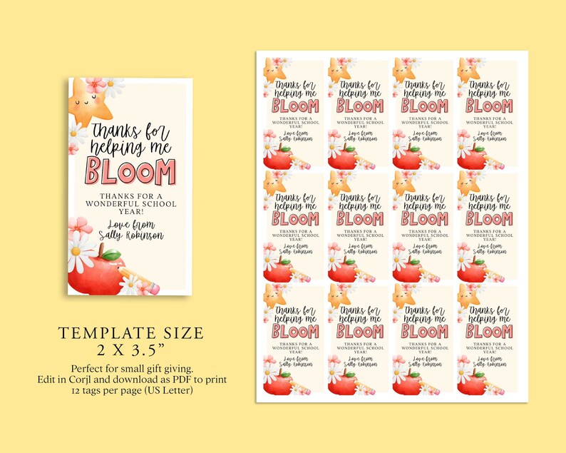 TEACHER Appreciation Gift Tag, Teacher, Friends, Floral, Flowers ...