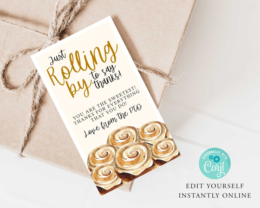 CINNAMON Roll Appreciation Gift Tag, Teacher, Friends, Mothers Day ...