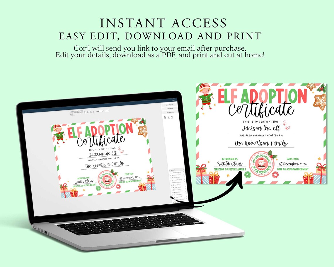 CHRISTMAS ELF Adoption Certificate, Christmas Elf Activity, Santa's ...