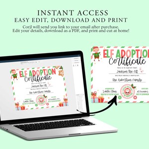 CHRISTMAS ELF Adoption Certificate, Christmas Elf Activity, Santa's ...