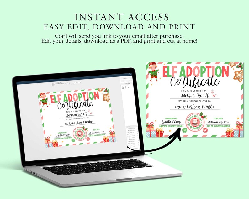 CHRISTMAS ELF Adoption Certificate, Christmas Elf Activity, Santa's ...