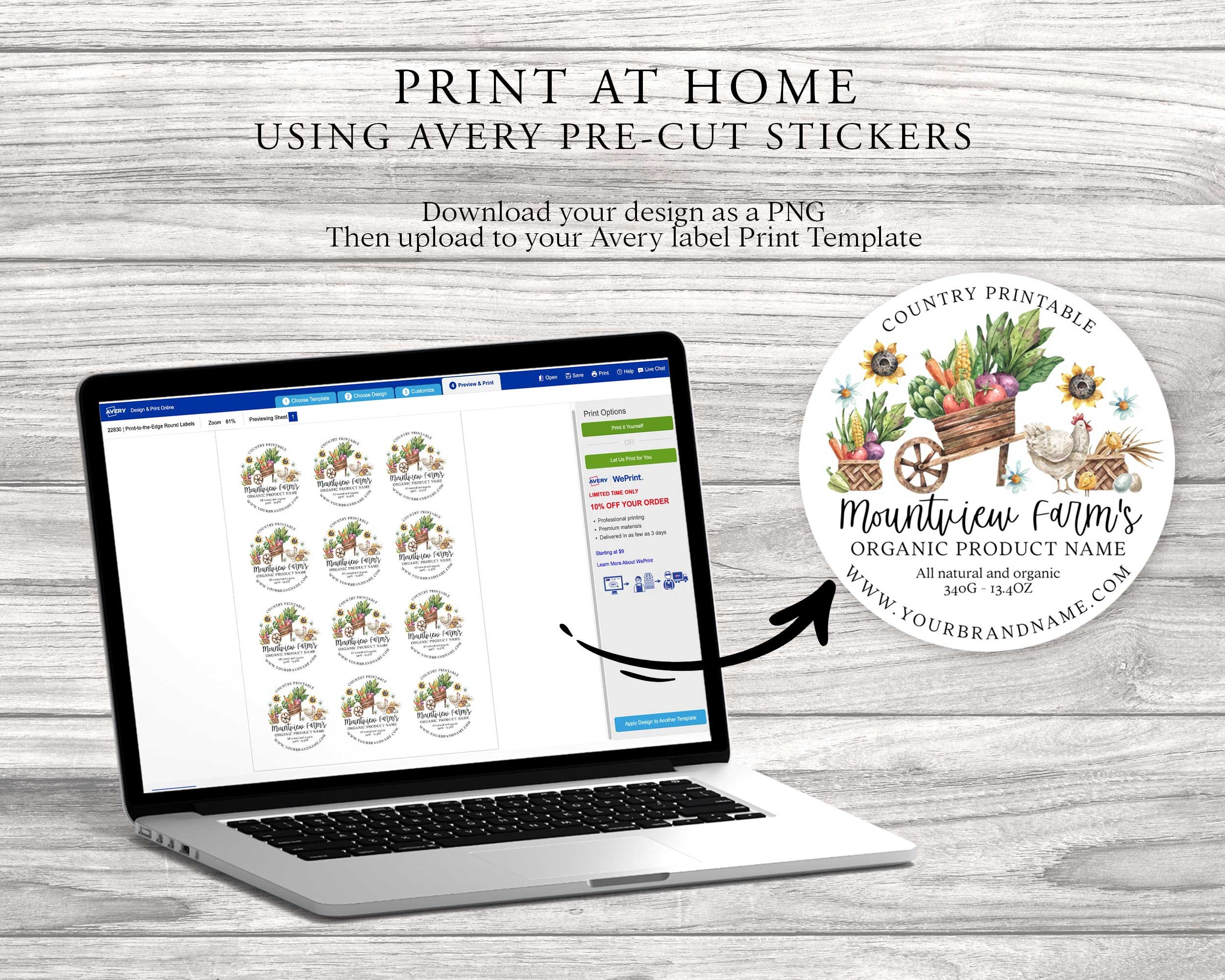 FARM Round Editable Product Sticker, FREE Range Egg Product Label, 3 2 ...