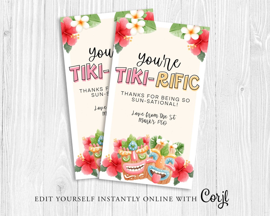 TIKI Appreciation Gift Tag, Teacher, Nurse, Volunteers, Friends, Summer ...