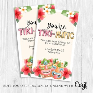 TIKI Appreciation Gift Tag, Teacher, Nurse, Volunteers, Friends, Summer ...