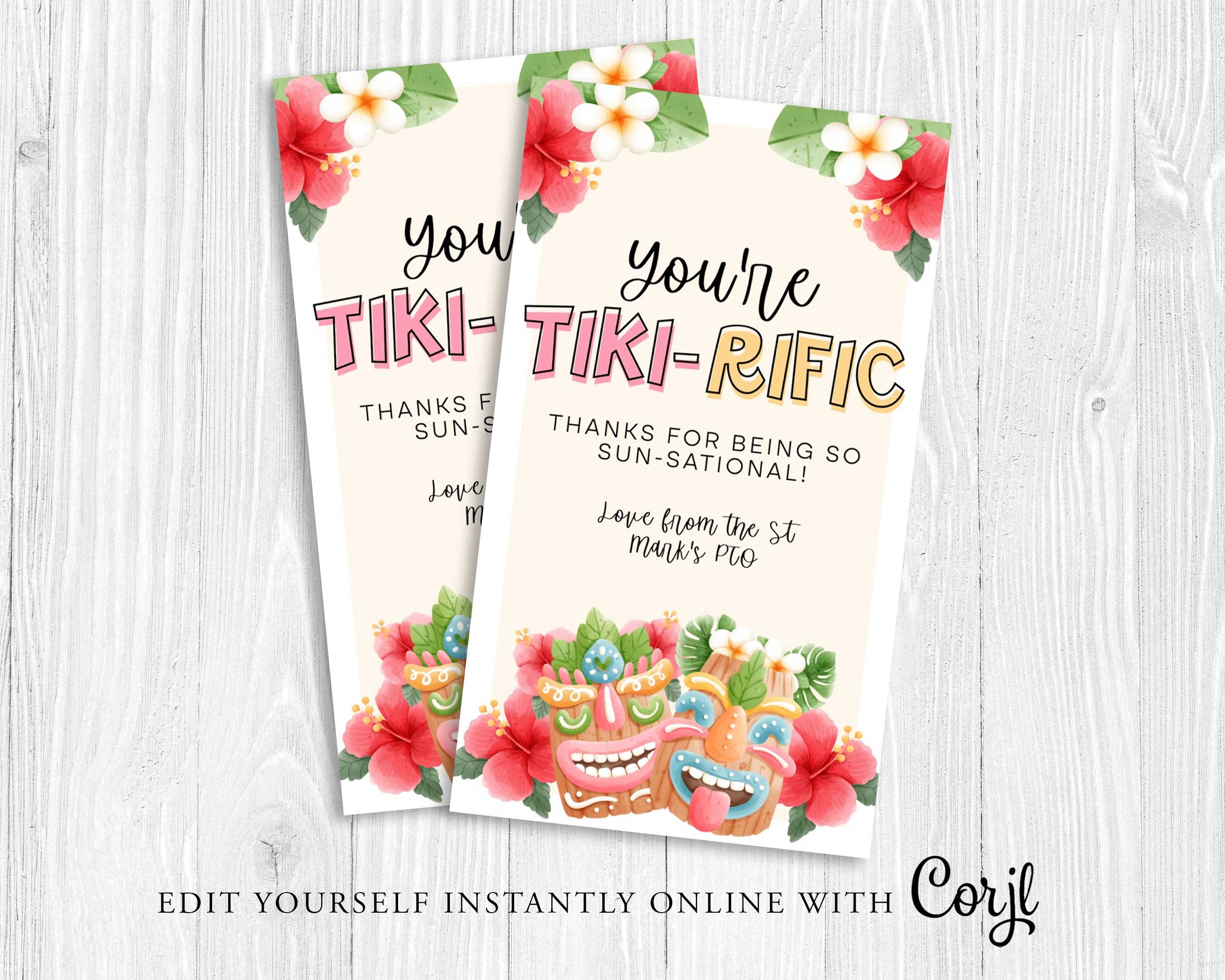 TIKI Appreciation Gift Tag, Teacher, Nurse, Volunteers, Friends, Summer ...
