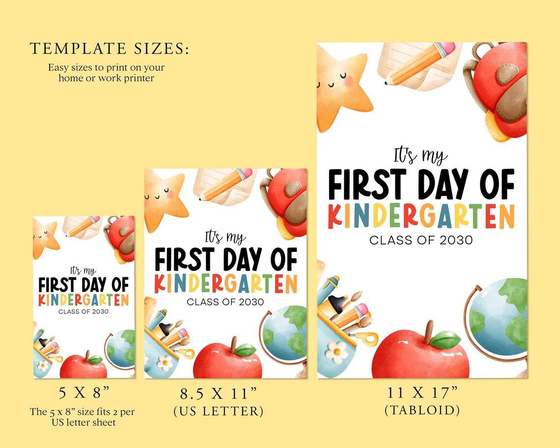 FIRST DAY of KINDERGARTEN, Back to School Sign, Teacher Appreciation ...