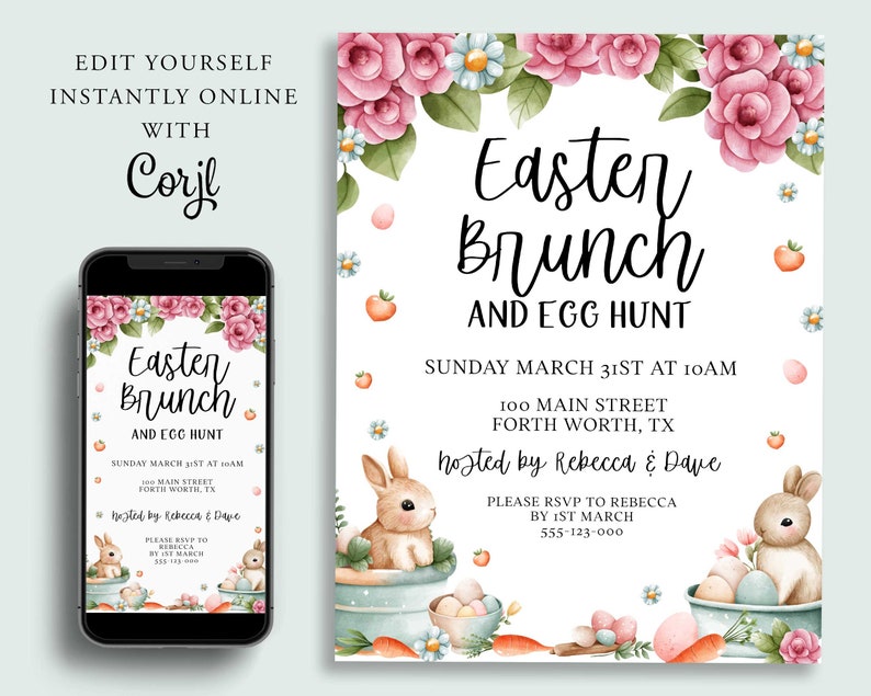 Editable EASTER BRUNCH Flyer Template, SPRING Flyer, Diy Flyer, Custom ...