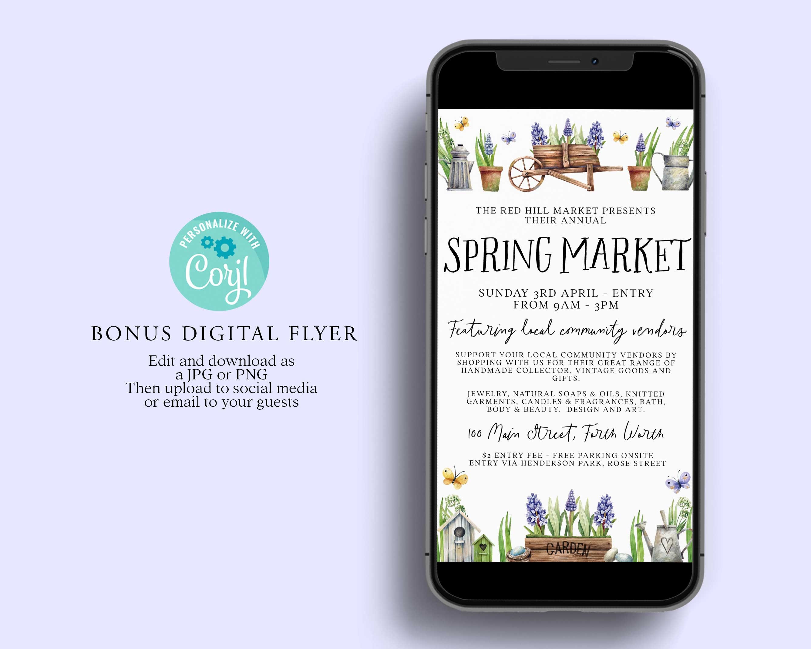 Editable SPRING MARKET Flyer Template, DIY Fundraiser, Community Fair ...
