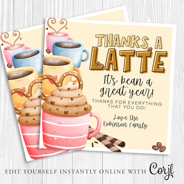 Thanks a Latte - Etsy