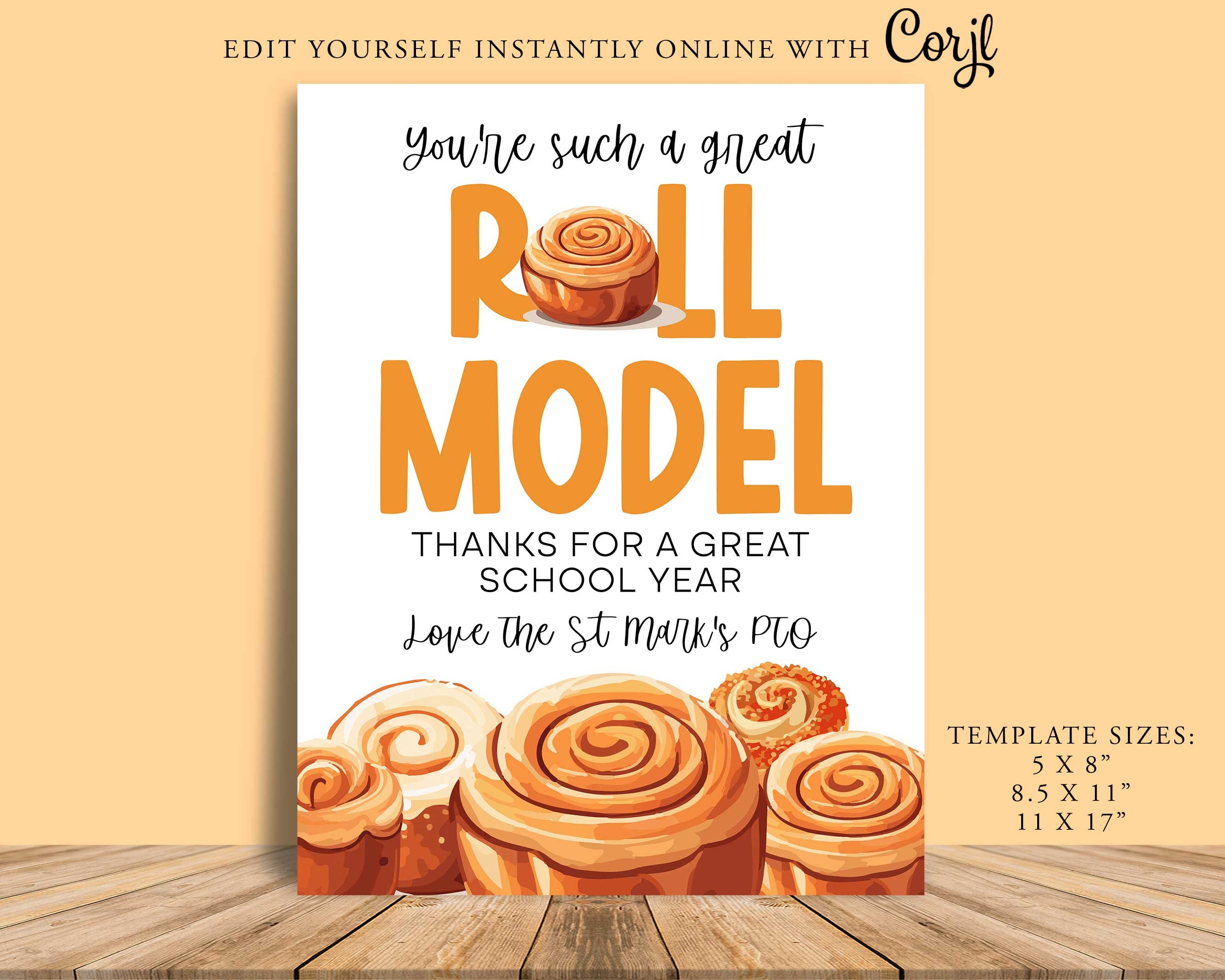 CINNAMON ROLL Appreciation Sign, Teacher Staff Nurse Volunteer ...