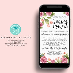 Editable SPRING MARKET Flyer Template, DIY Market Sale, Community Fair ...