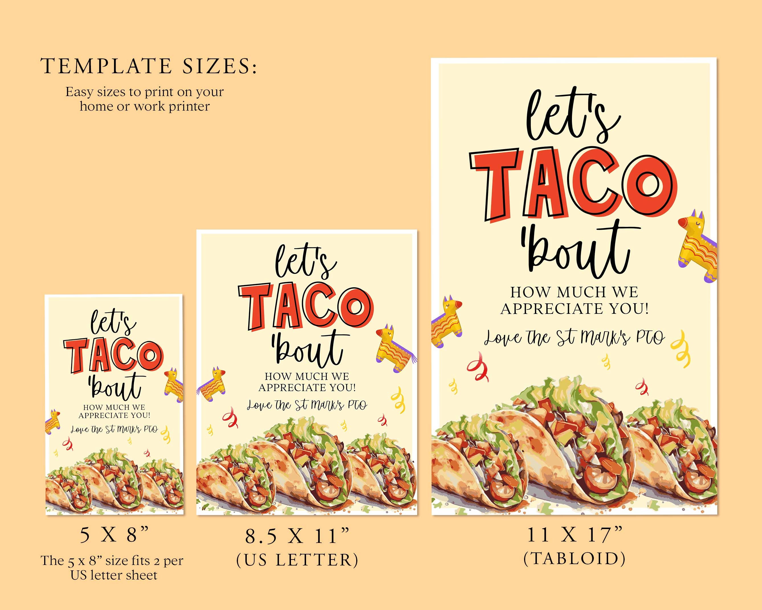 TACO Appreciation Sign, Teacher Staff Nurse Volunteer Appreciation ...