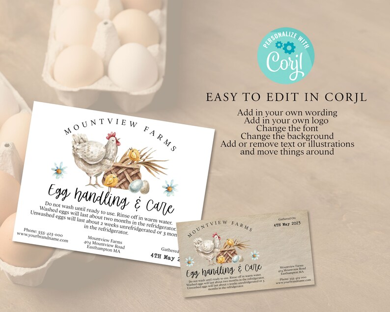 EGG HANDLING Instruction Card Template Fresh Egg Care Label - Etsy