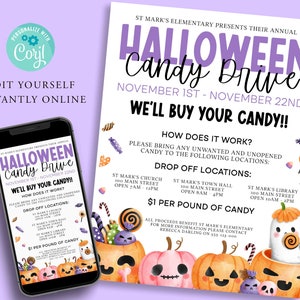 CANDY DRIVE Fundraiser Flyer, Printable PTA Flyer, Church, Community ...