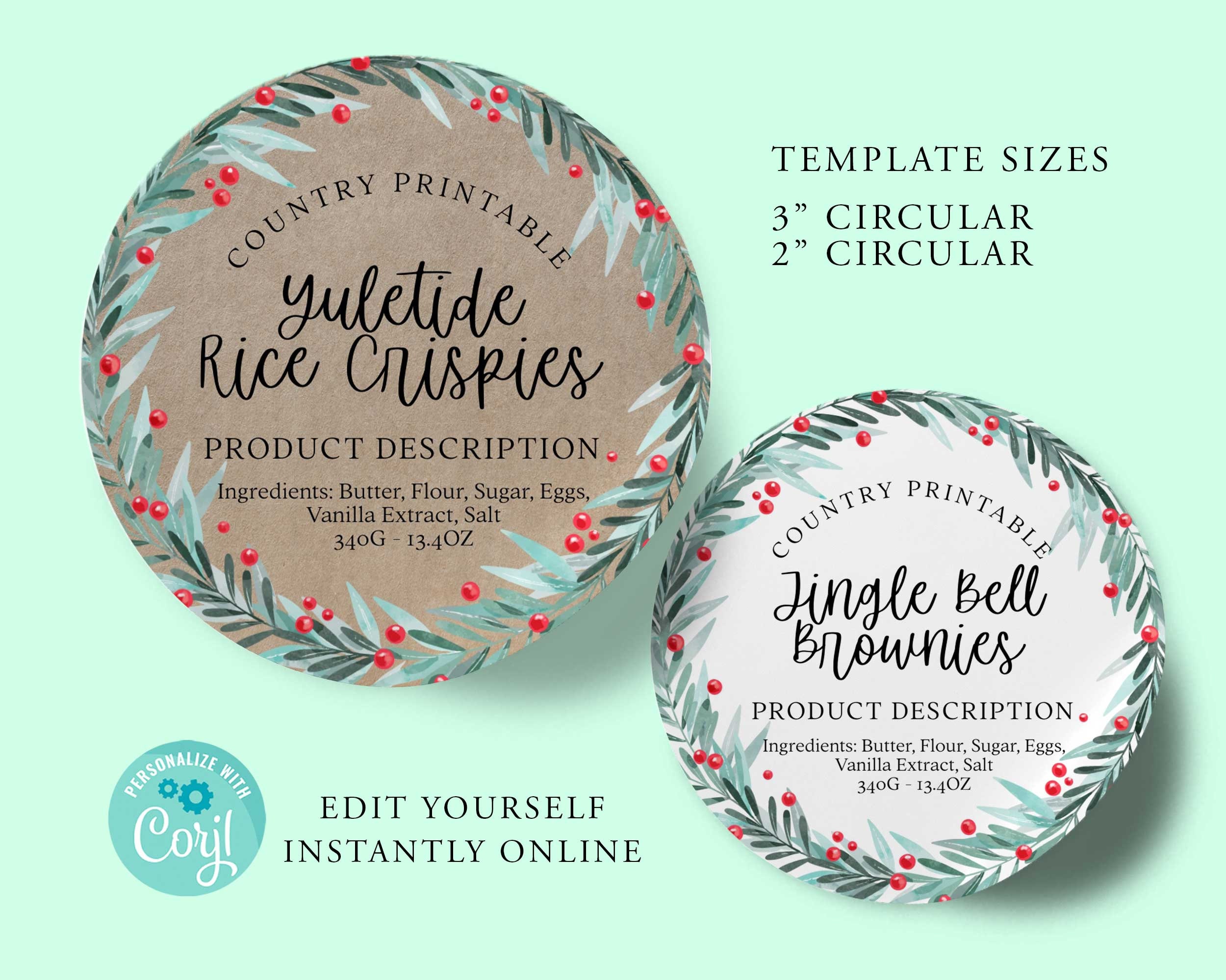 Editable CHRISTMAS Round Labels, Round Kraft Label, Baking Label ...