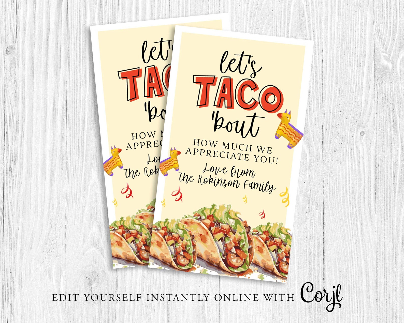 Let's TACO 'bout Appreciation Gift Tag, Teacher, Friends, Mothers Day ...
