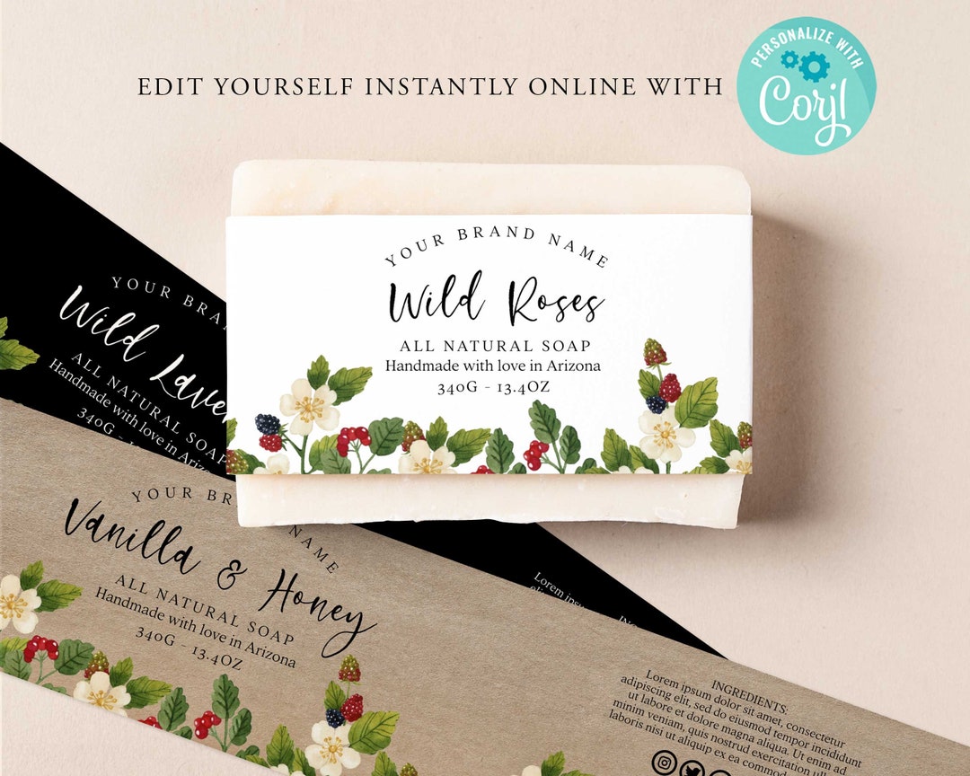 Vintage FLORAL Editable Soap Label, Custom Product, DIY Soap Label ...