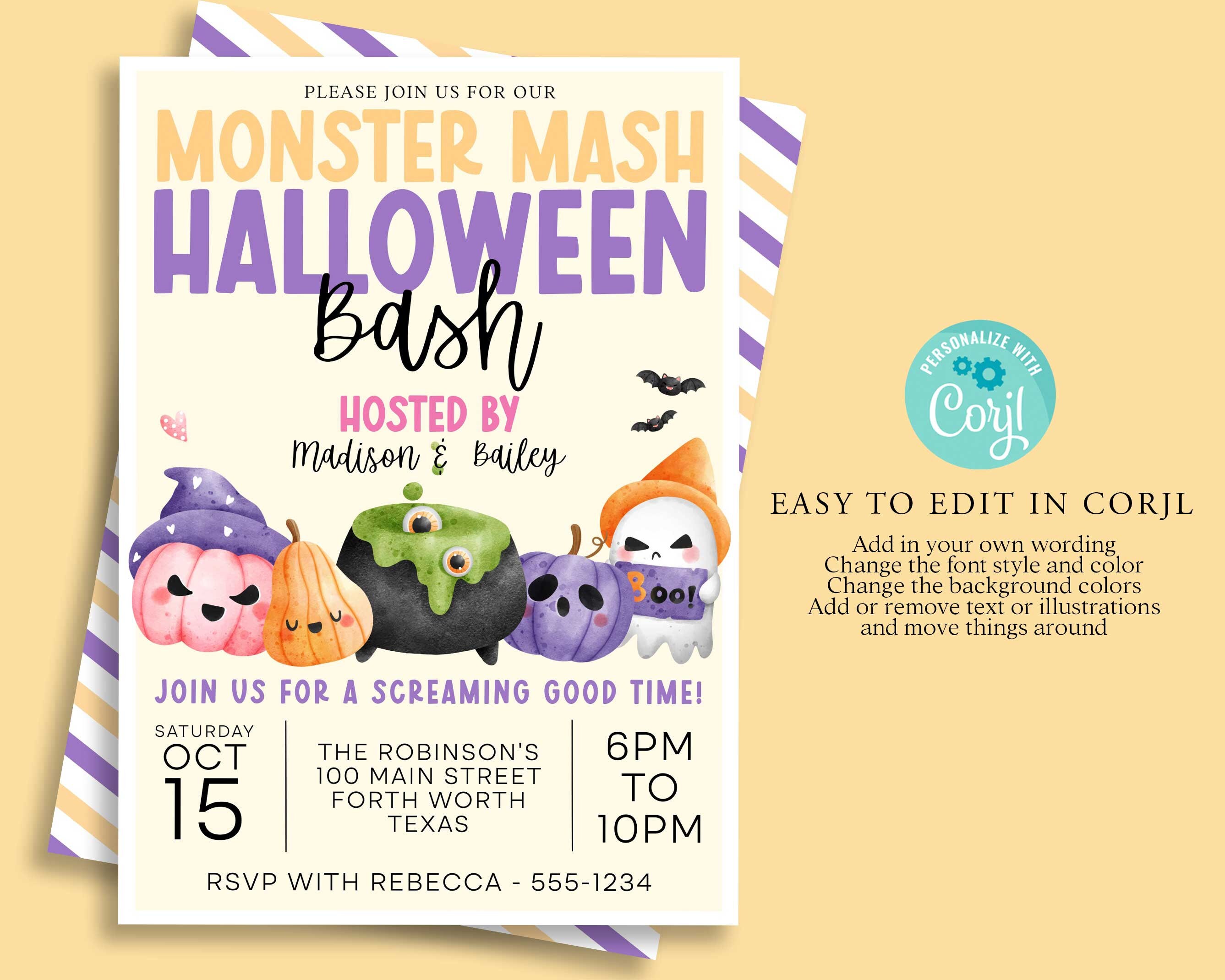 HALLOWEEN Party Flyer Editable Template, Spooky, Trick or Treat Party ...
