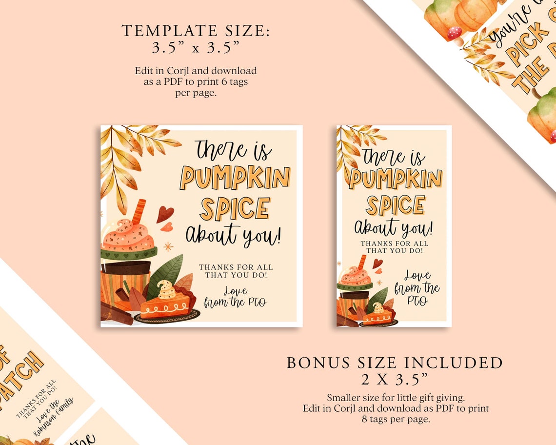 FALL Appreciation Gift Tag, Teacher, Friends, Thanksgiving Pumpkin ...
