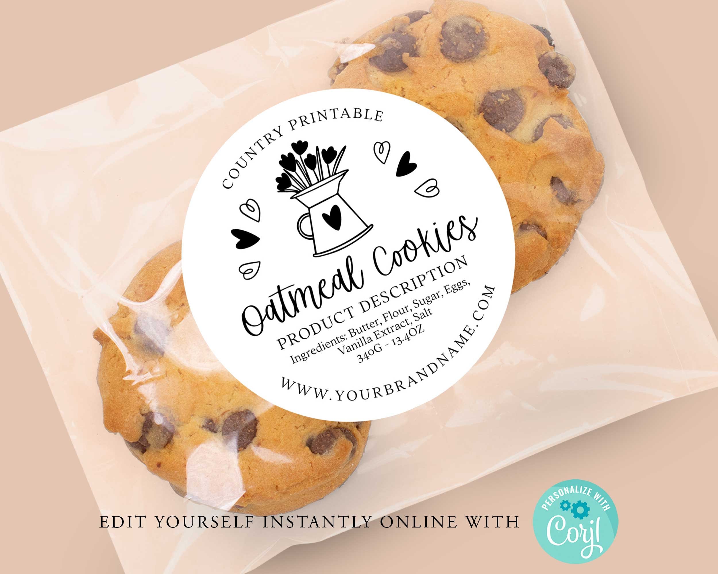 Editable ROUND Labels, Round Kraft Label, Baking Label Printable, Jar ...