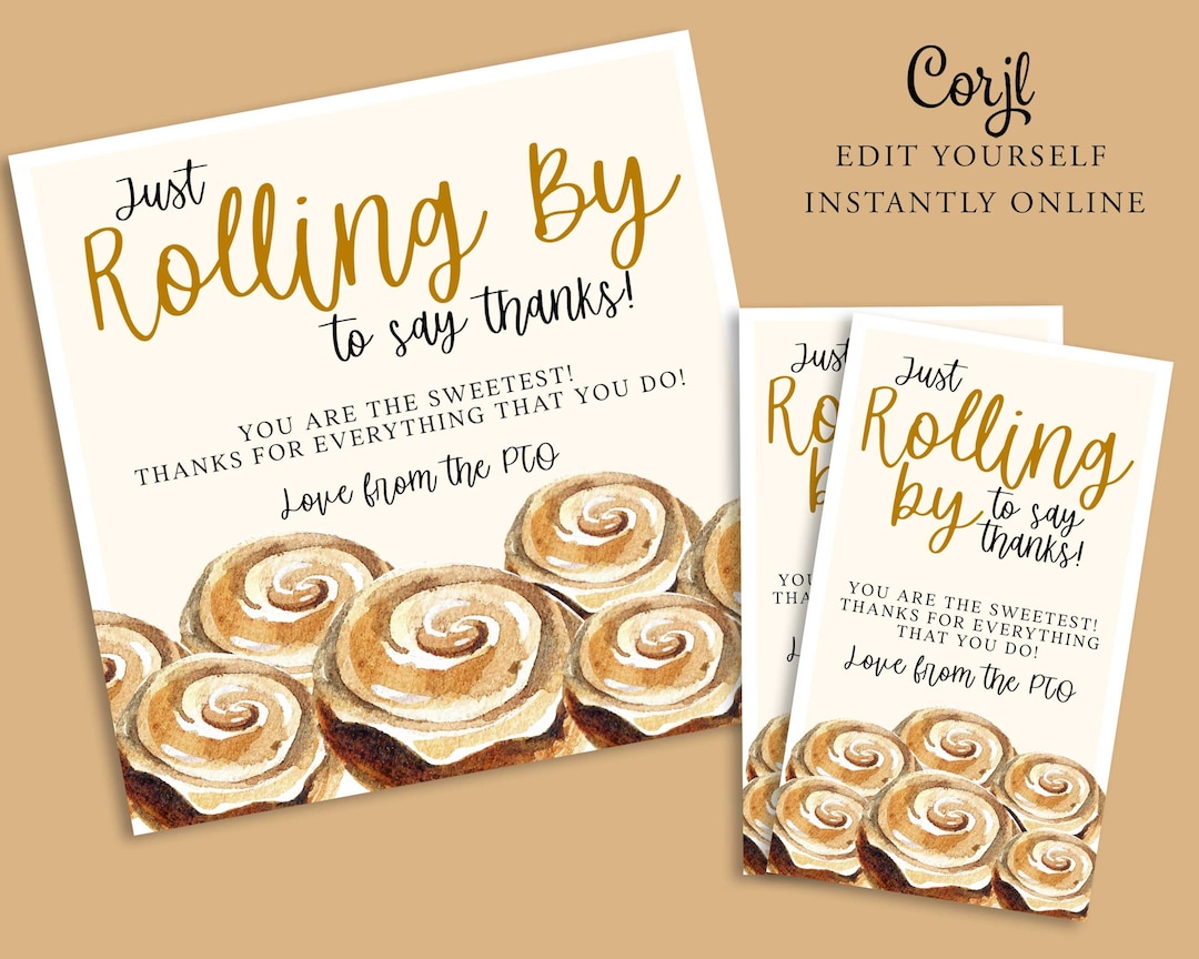 CINNAMON Roll Appreciation Gift Tag, Teacher, Friends, Mothers Day ...