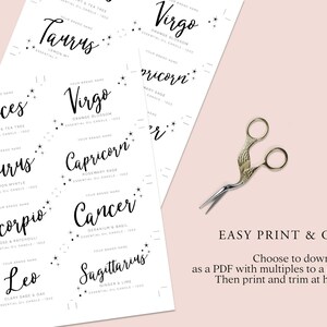 12 X STAR SIGN Editable Candle Label, Zodiac Labels, Zodiac Sign Candle ...