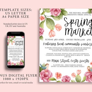 Editable SPRING MARKET Flyer Template, DIY Market Sale, Community Fair ...