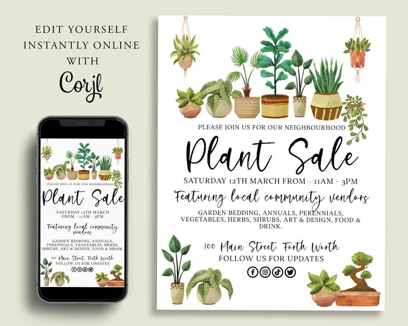 Editable PLANT SALE Flyer Template, Fundraiser Flyer, Diy Flyer, Spring ...