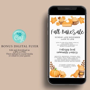 Editable FALL Bake Sale Flyer Template, DIY, Event Poster, Harvest ...