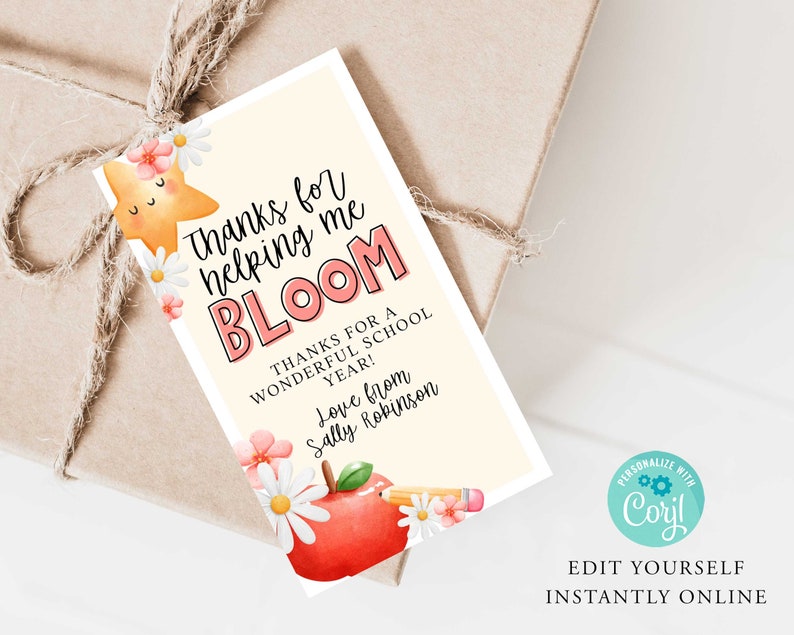 TEACHER Appreciation Gift Tag, Teacher, Friends, Floral, Flowers ...