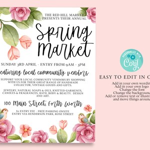 Editable SPRING MARKET Flyer Template, DIY Market Sale, Community Fair ...