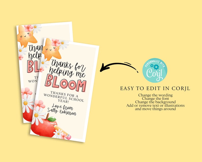 TEACHER Appreciation Gift Tag, Teacher, Friends, Floral, Flowers ...