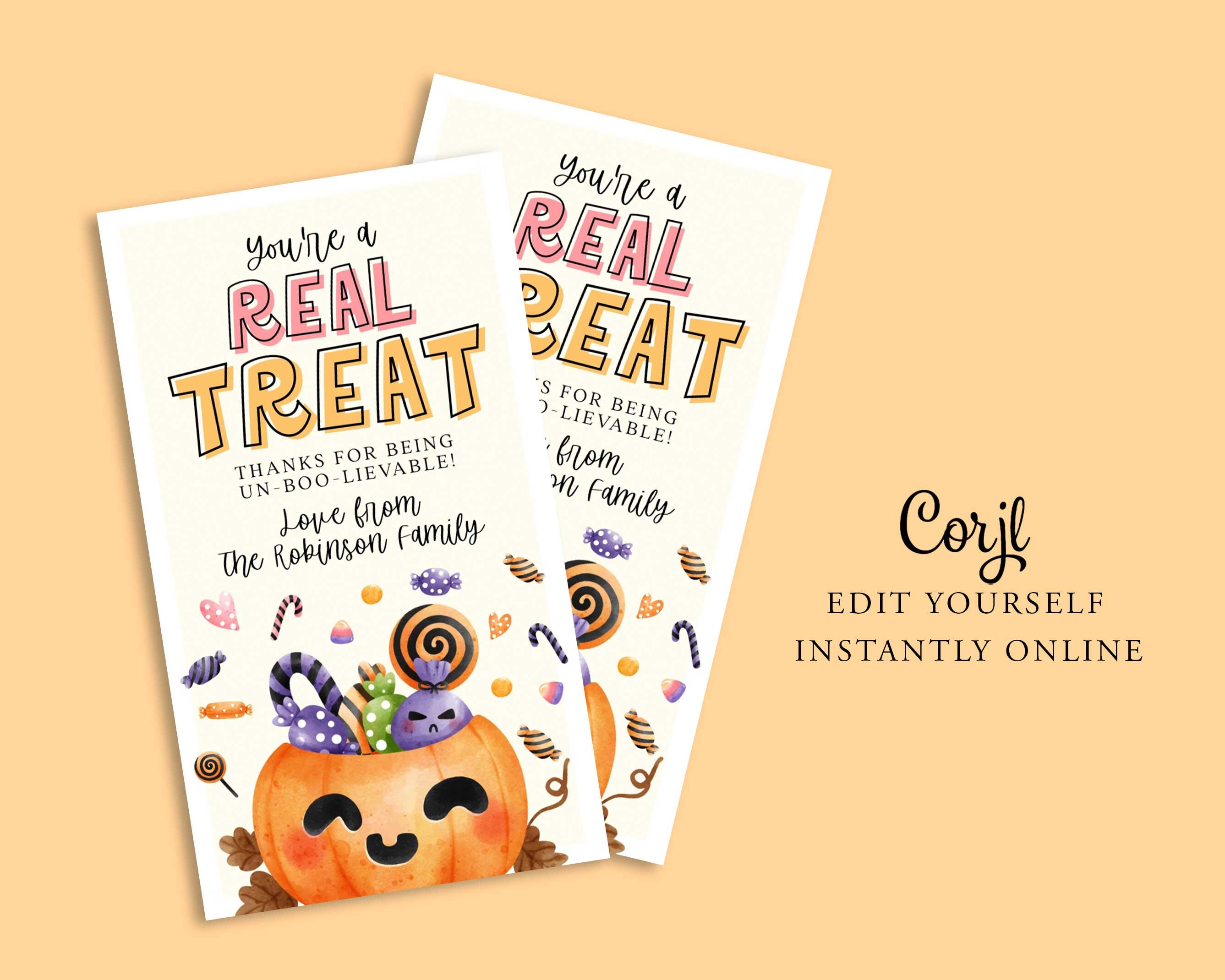 HALLOWEEN Appreciation Gift Tag, Teacher, Friends, Trick or Treat ...