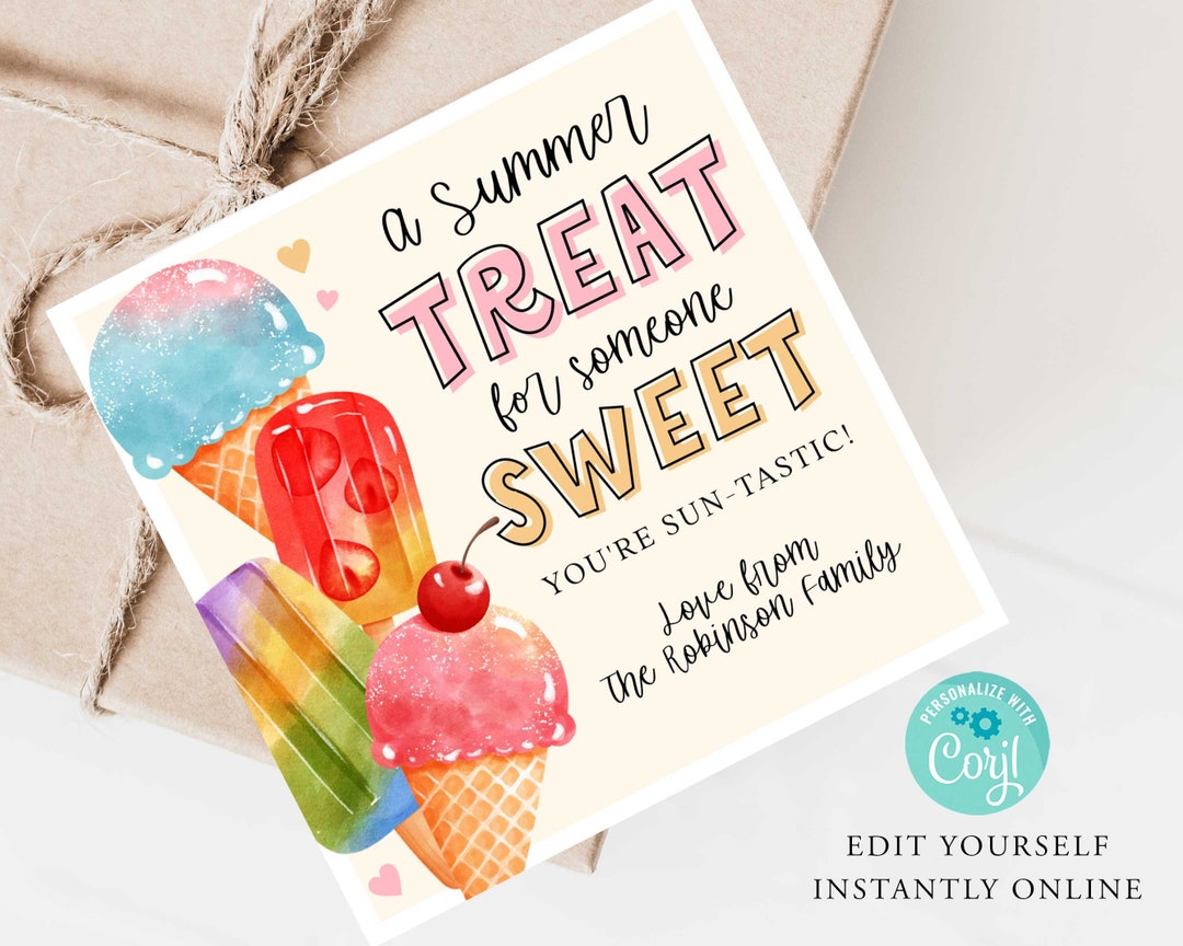 SUMMER Treat Appreciation Gift Tag, Teacher, Friends, Mothers Day ...