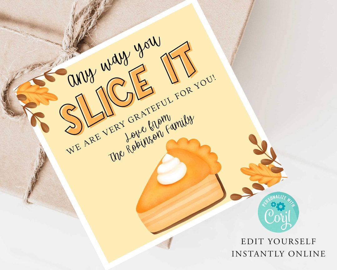 FALL Appreciation Gift Tag, Teacher, Friends, Thanksgiving Pumpkin Pie ...