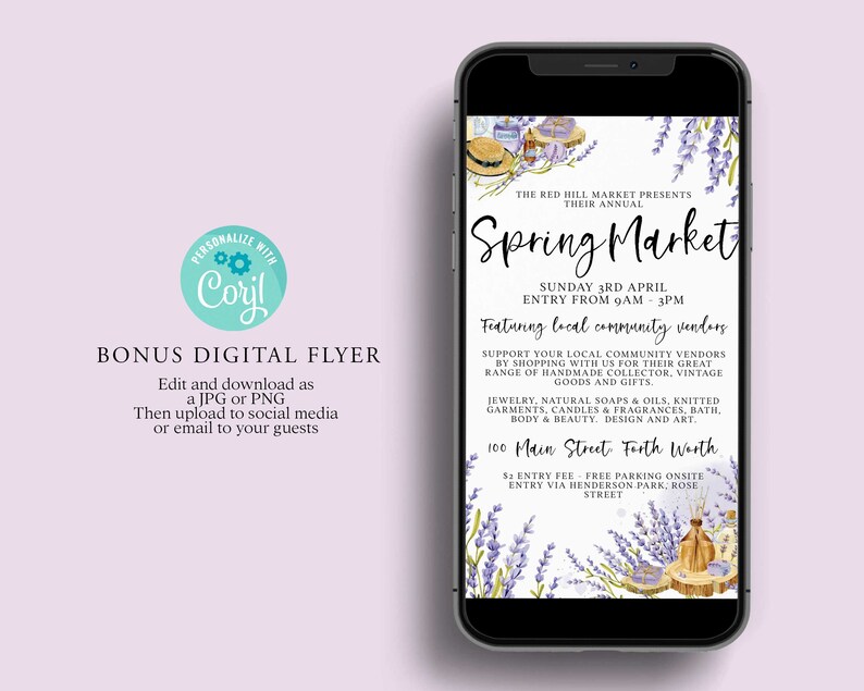 Editable SPRING MARKET Flyer Template, DIY Market Sale, Community Fair ...